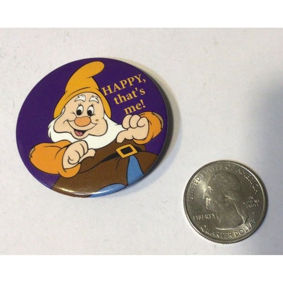 Other | Happy Thats Me Disney Snow White Seven Dwarves Dwarf Button Pin ...